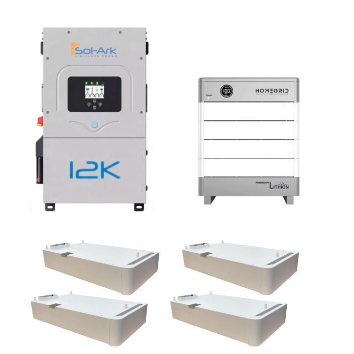 Sol-Ark 12K Hybrid Inverter + HomeGrid 48V 19.2kWh Stack'd Battery LFP ...